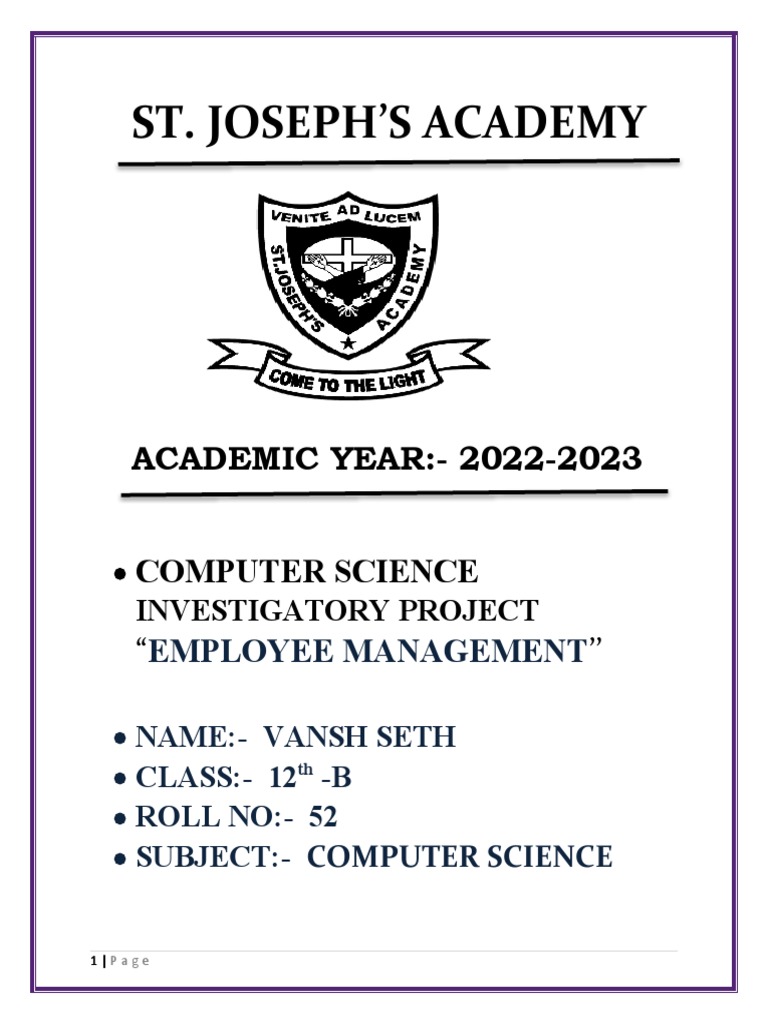 Computer Science Investigatory Project | PDF | Software Testing ...