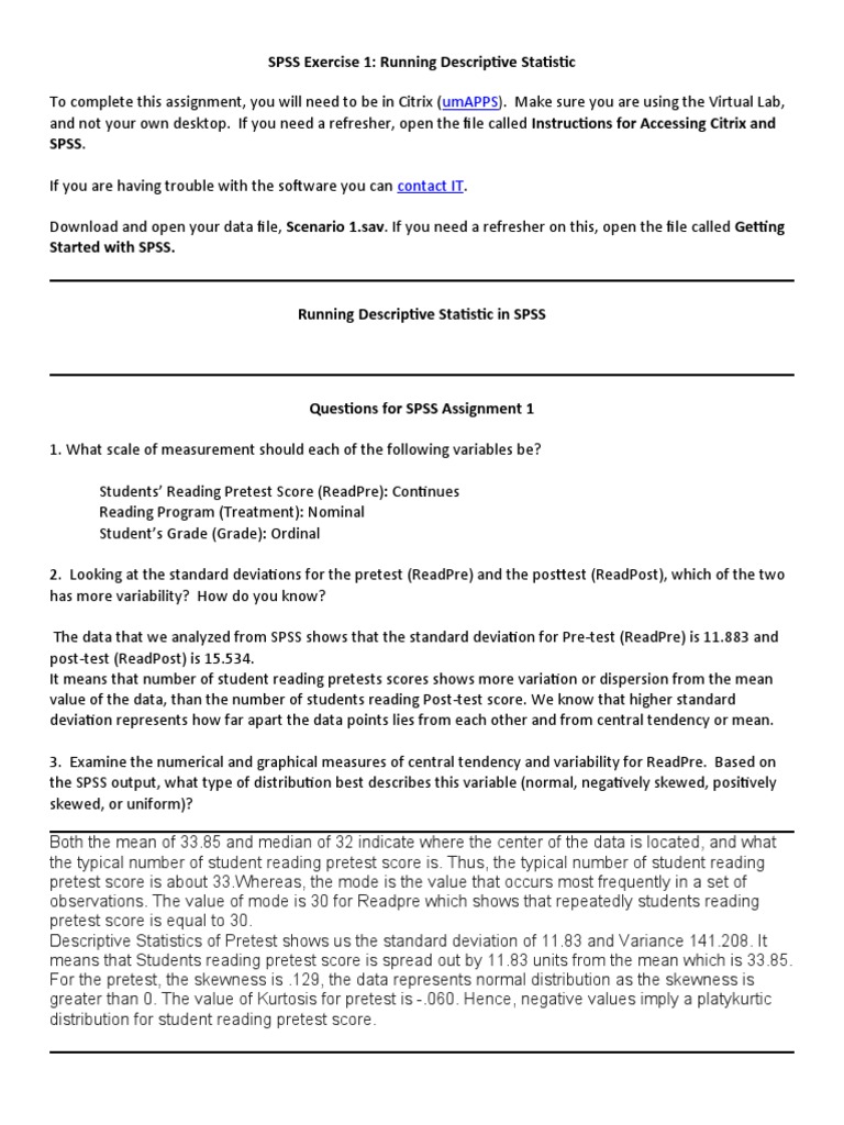 SPSS Assignment 1 Quiz Questions Revised | PDF | Data Analysis | Analysis