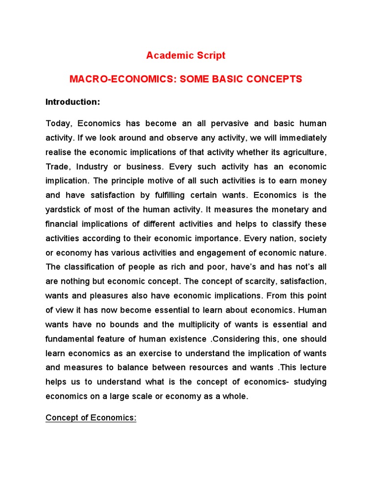 Basic Concepts | PDF | Macroeconomics | Economics