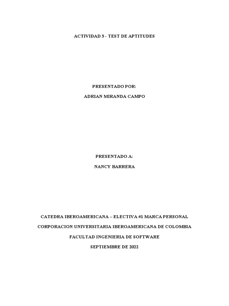 Test de Aptitudes y Mejora Personal | PDF
