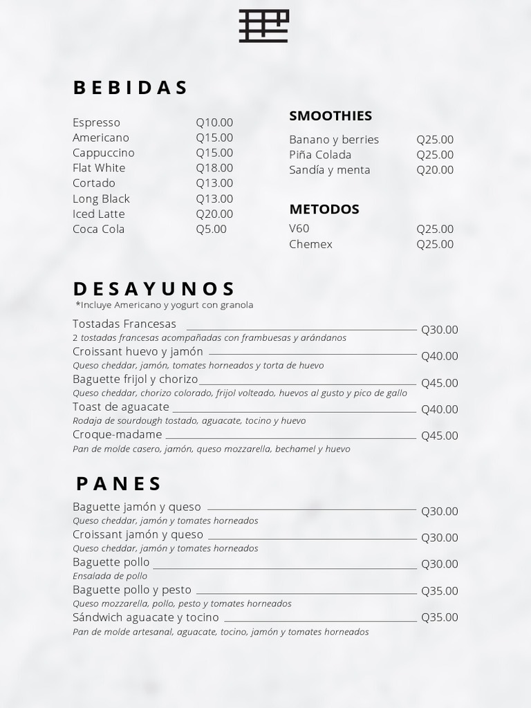 Menú de Cafetería: Bebidas, Desayunos y Postres | PDF | Cocina | Comida ...