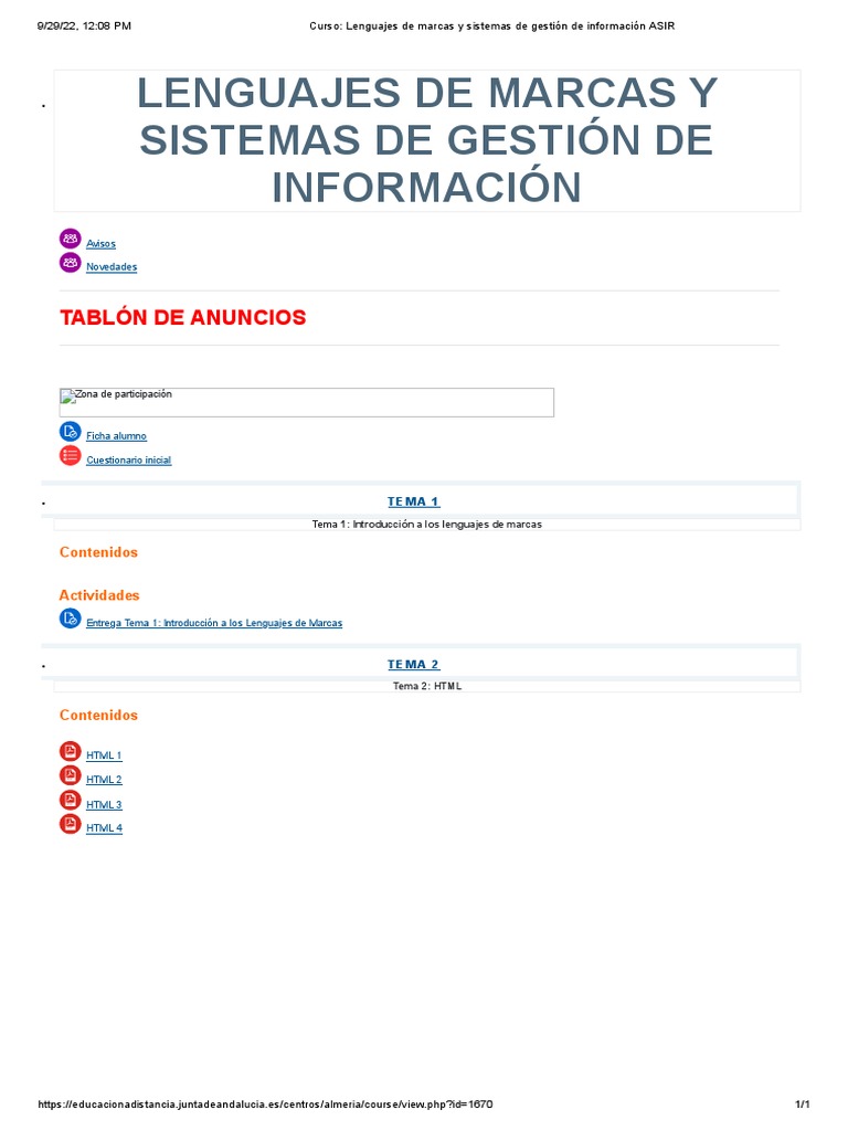 Curso - Lenguajes de Marcas y Sistemas de Gestión de Información ASIR | PDF