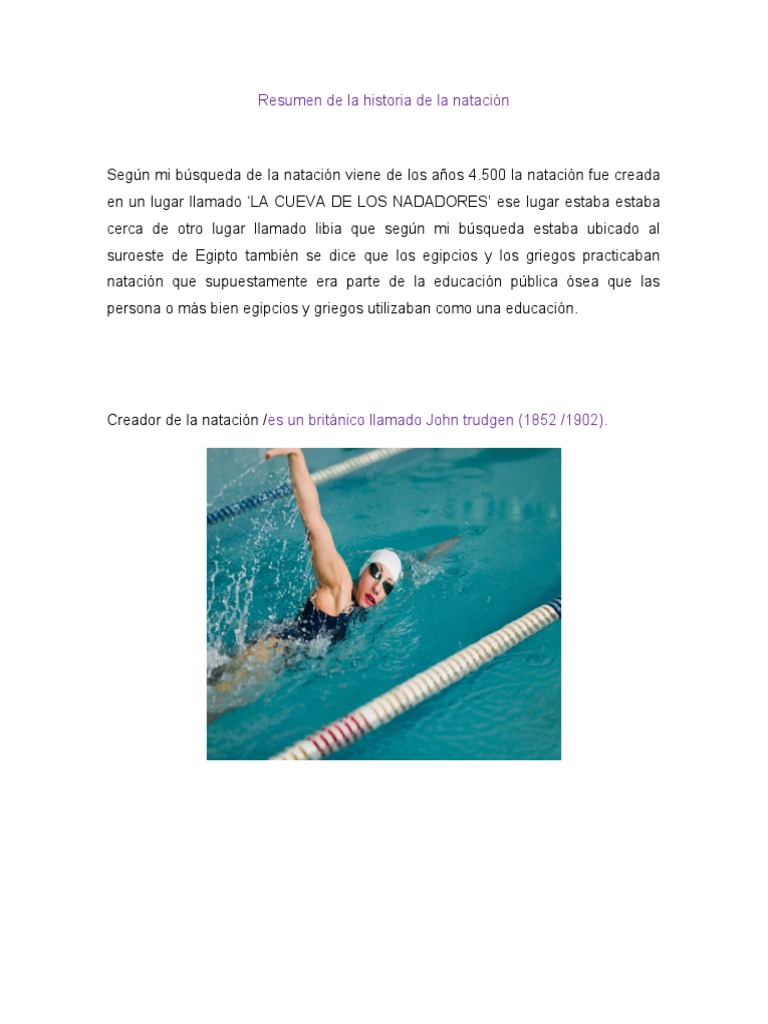 Resumen de la historia de la natación | PDF Resumen de la historia de la natación | PDF