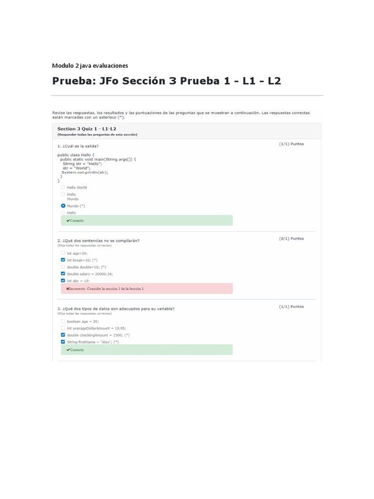JFo Sección 3 Prueba 1 - L1 - L2 | PDF