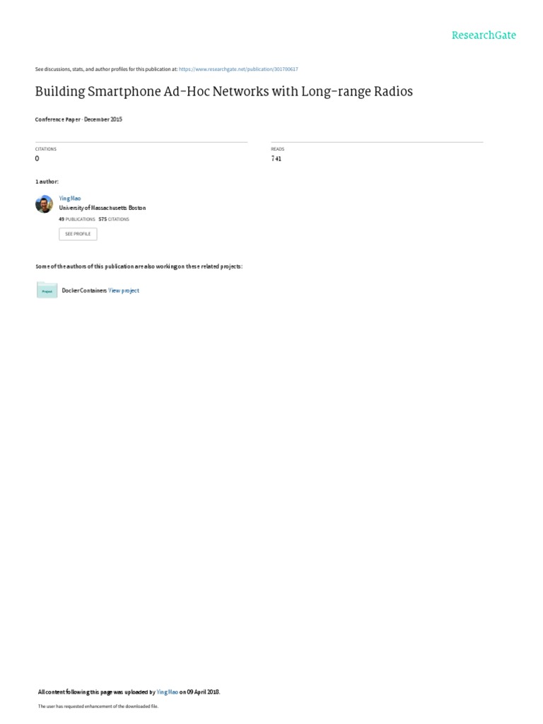 Building Smartphone Ad-Hoc Networks With Long-Range Radios | PDF