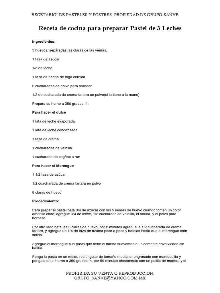 Recetas de Pasteles y Postres | PDF | Postres | Merengue