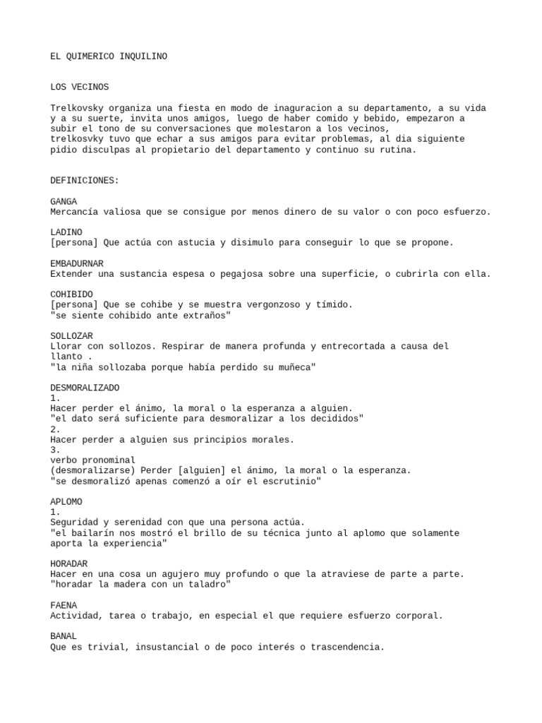 El Quimerico Inquilino | PDF | Morfología Lingüística | Sintaxis