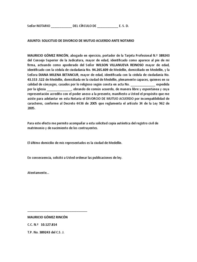 Solicitud de Divorcio | PDF