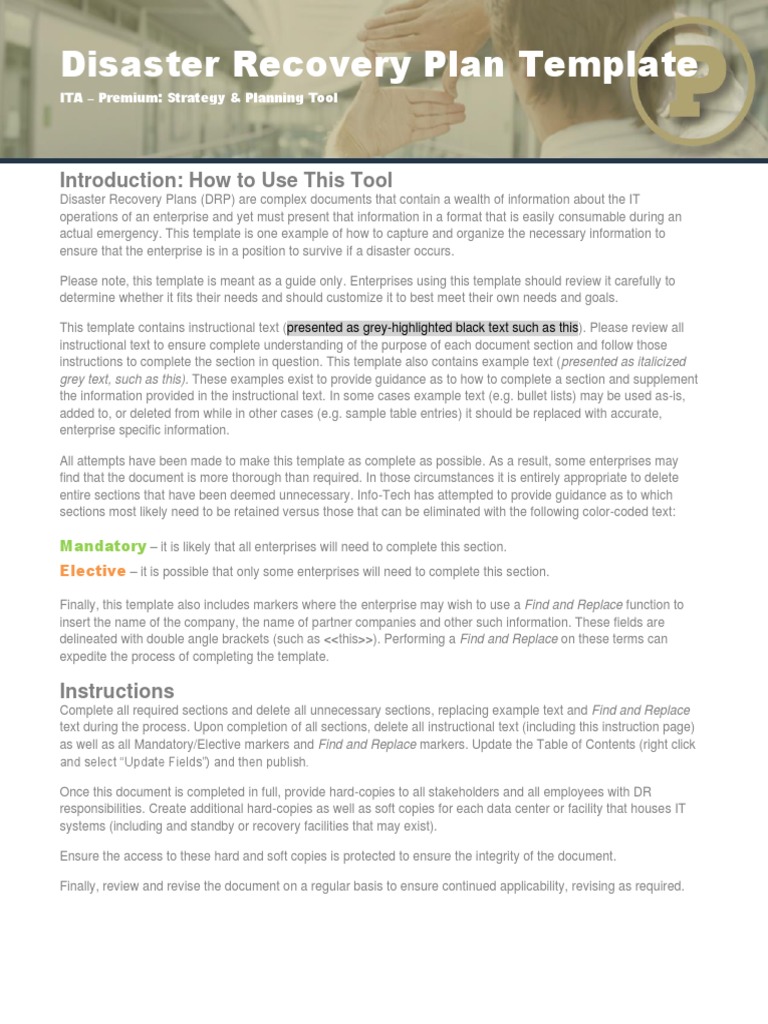 Disaster Recovery Planning Template | PDF