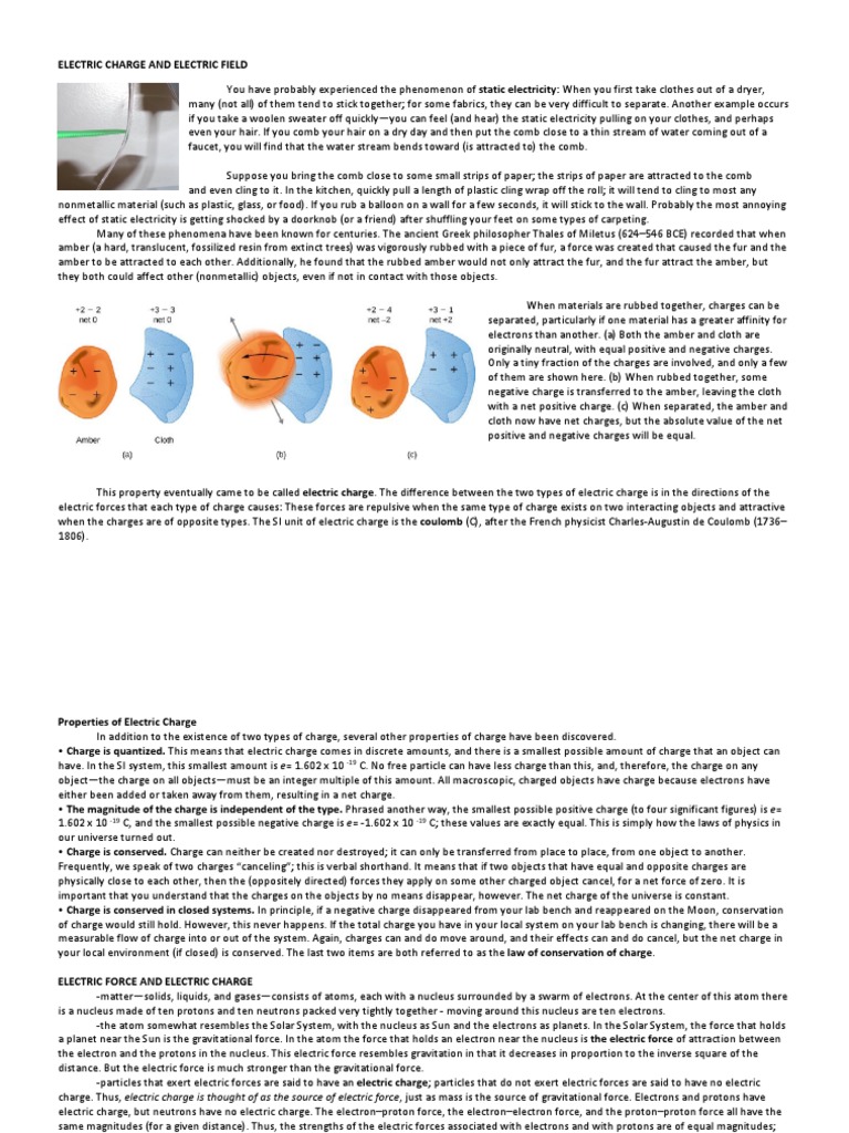 Electric Charge and the Electric Field: An Overview of Fundamental ...