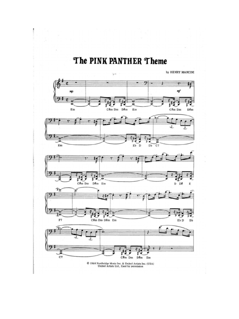 Partitura Pantera Rosa Piano | PDF