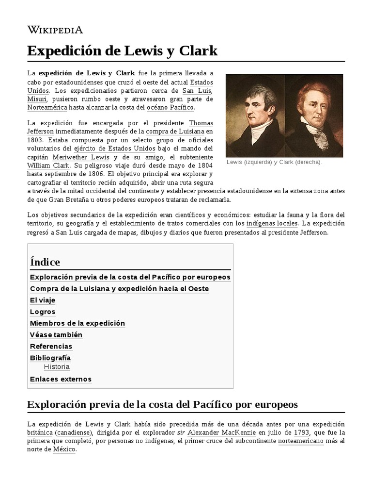 Expedición de Lewis y Clark | PDF | Expedición Lewis y Clark