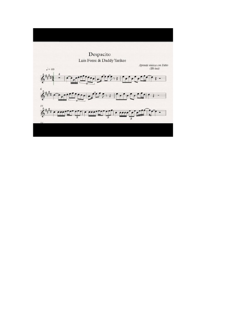 Partitura Despacito Luis Fonsi Trompeta y Clarinete | PDF