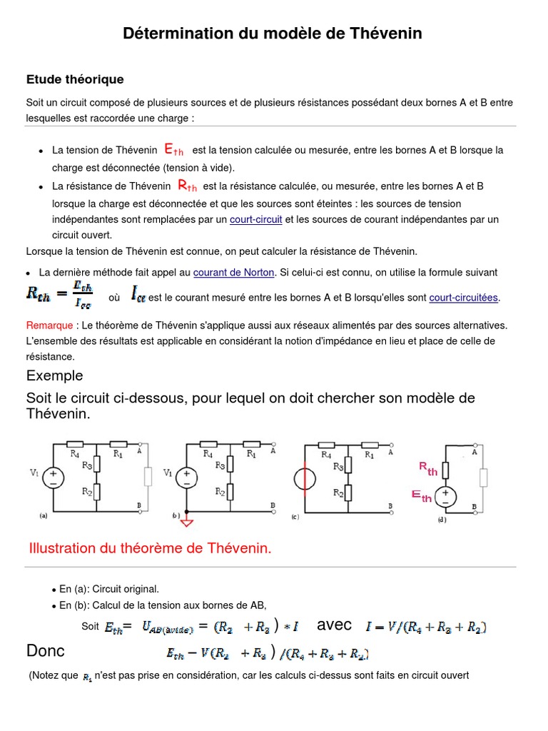 Thevenin | PDF | Réseau électrique | Tension électrique