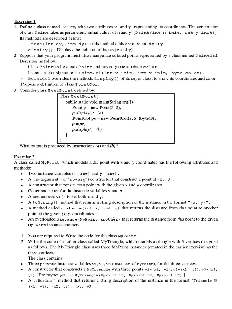 Exercise Set1 Pdf Method Computer Programming Constructor Object Oriented Programming 6311