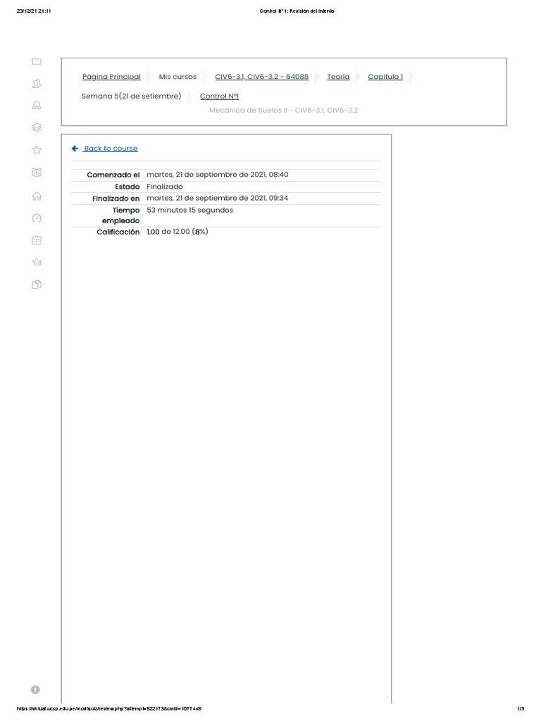 Control N°1 - Revisión Del Intento | PDF | Física Aplicada e Interdisciplinaria | Materiales