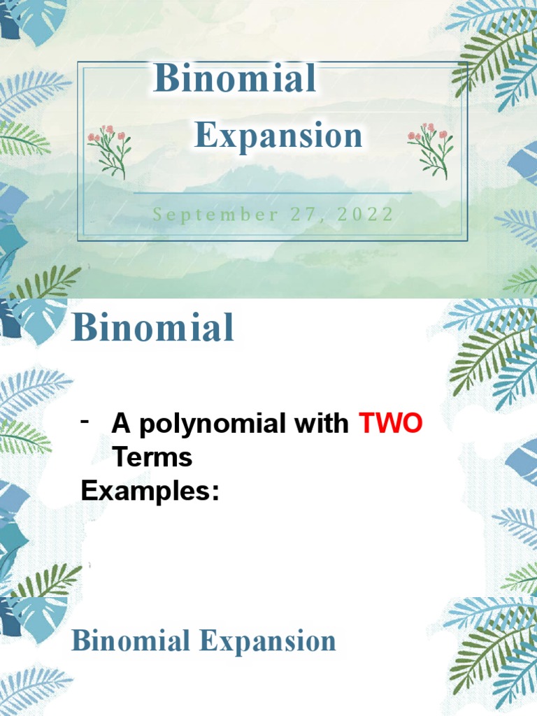 Binomial Expansion | PDF | Polynomial | Variable (Mathematics)