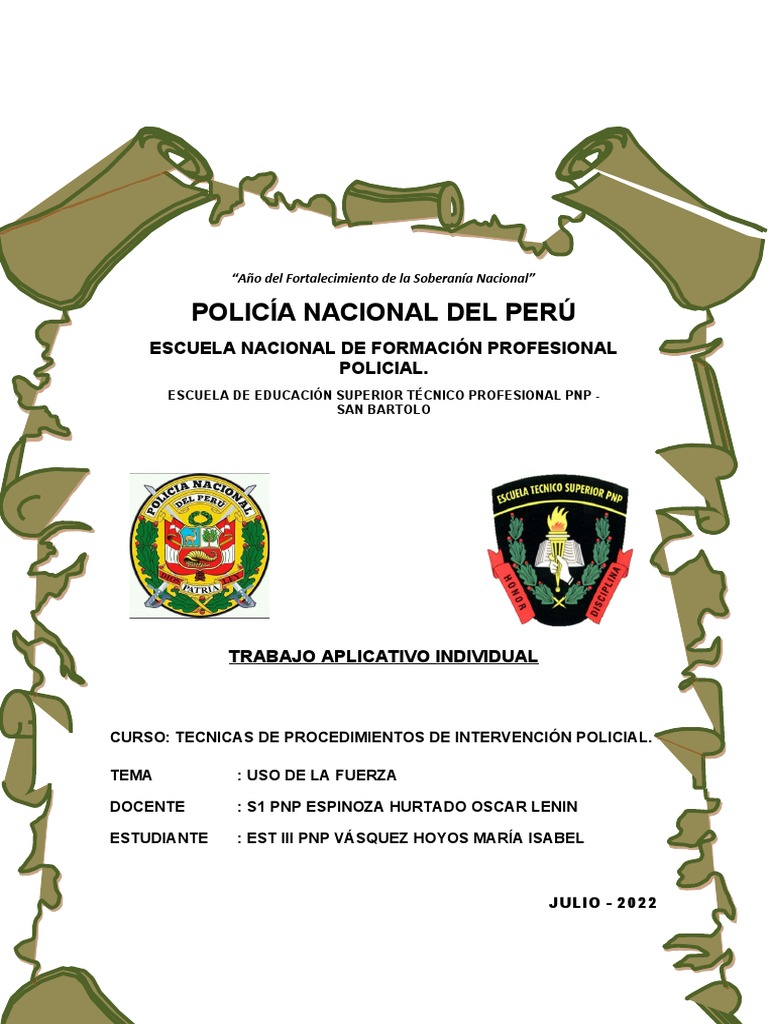 Uso de La Fuerza - Vasquez Hoyos Maria Isabel Ta. | PDF | Policía ...
