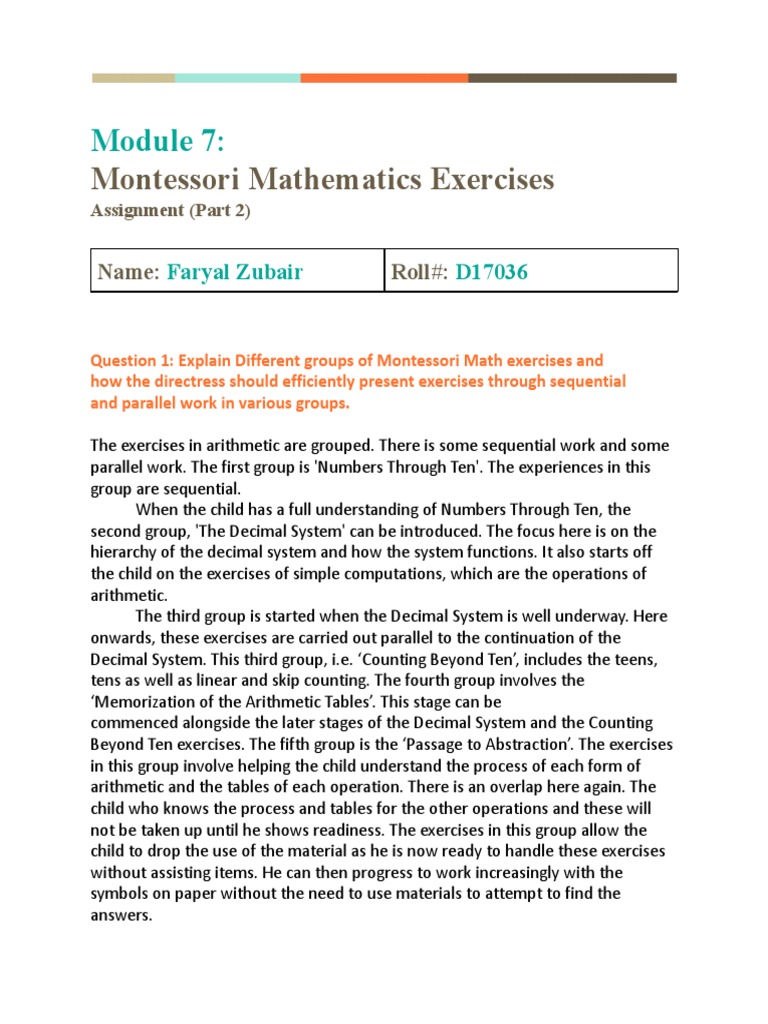 Module 1 - Faryal Zubair - D17036 | PDF | Arithmetic | Mathematics Module 1 - Faryal Zubair - D17036 | PDF | Arithmetic | Mathematics