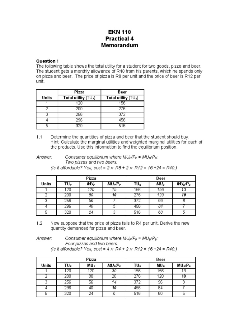 EKN 110 Pra 3 - Memo | PDF | Profit (Economics) | Economic Theories