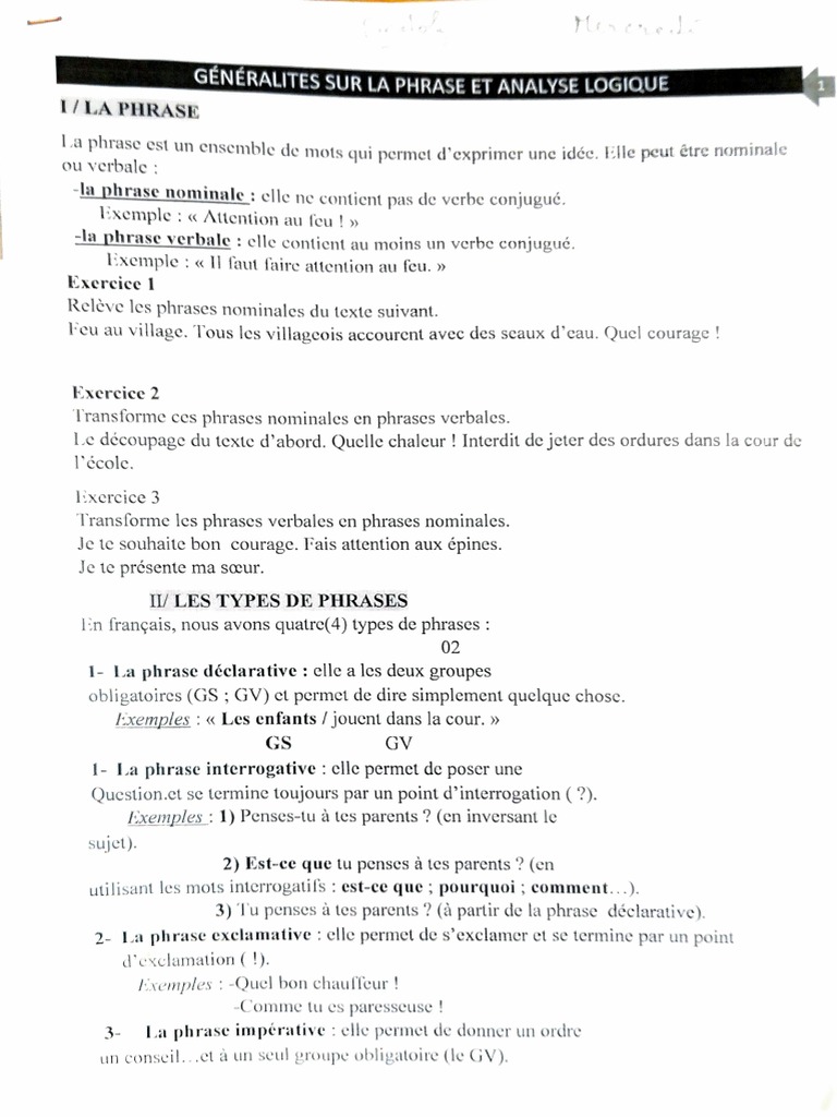 Types et structures de phrases en français | PDF | Clause | Phrase