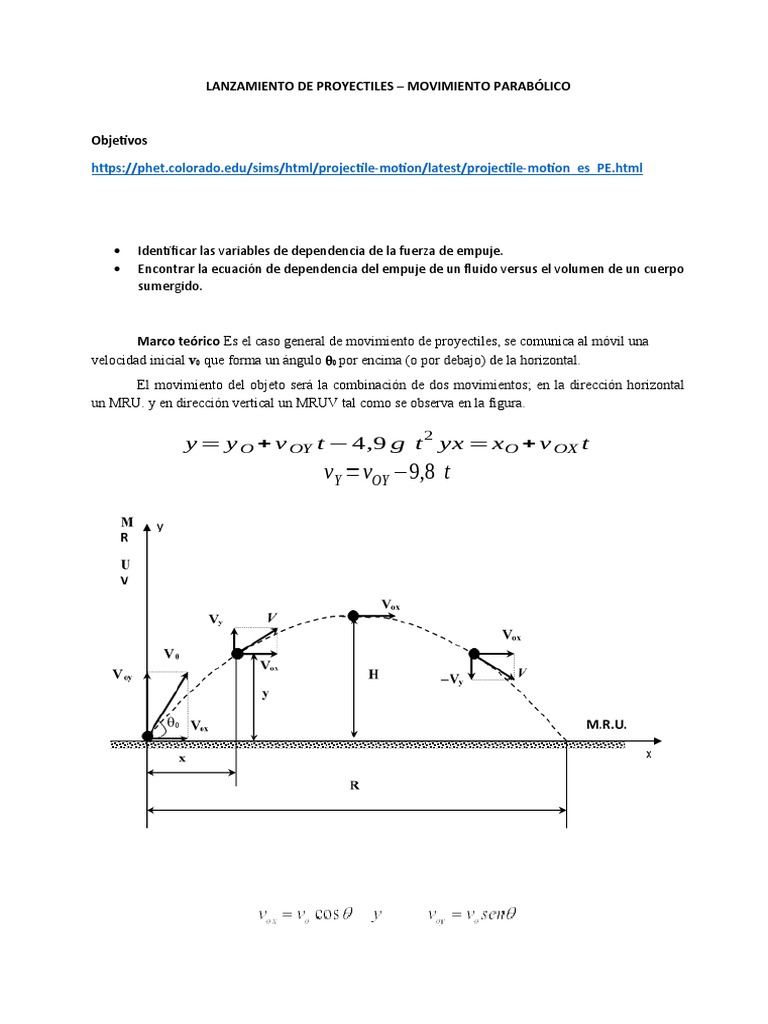 Movimiento Parabólico: Experimentos y Análisis | PDF | Ingeniería ...