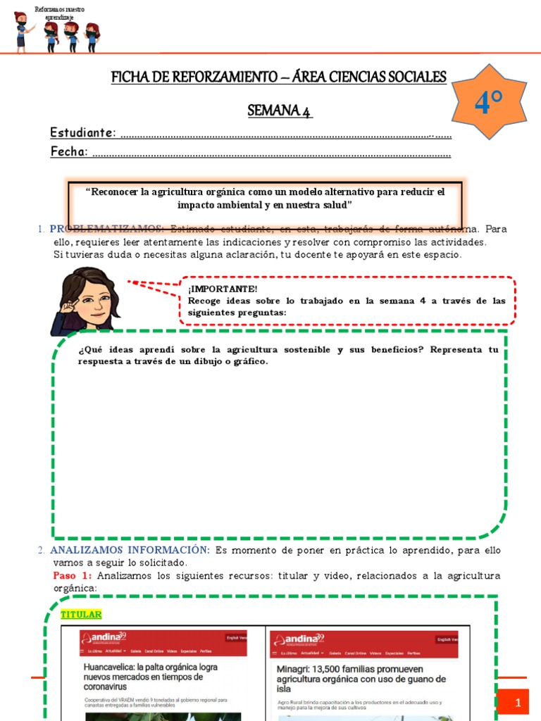 4° Ficha de Reforzamiento Sem.4 - Exp 1 - Ciencias Sociales | PDF | Aprendizaje | Cognición