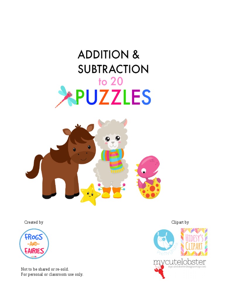 Addition Subtraction To 20 Puzzles | PDF