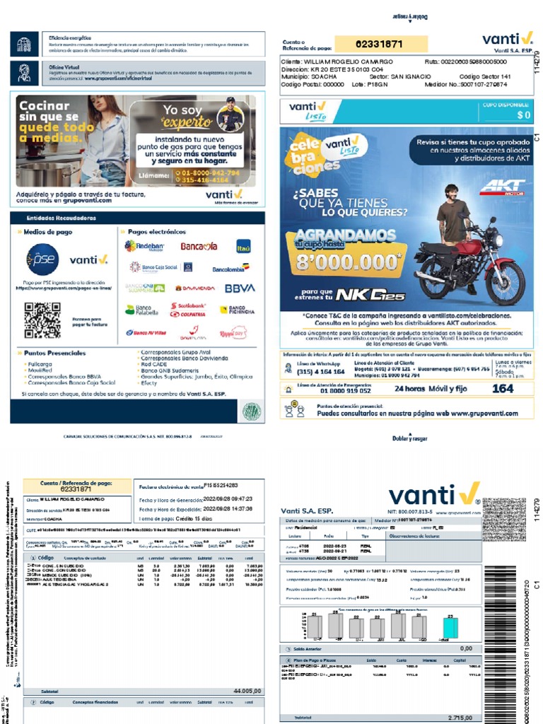 Recibo de Gas Natural Vanti | PDF