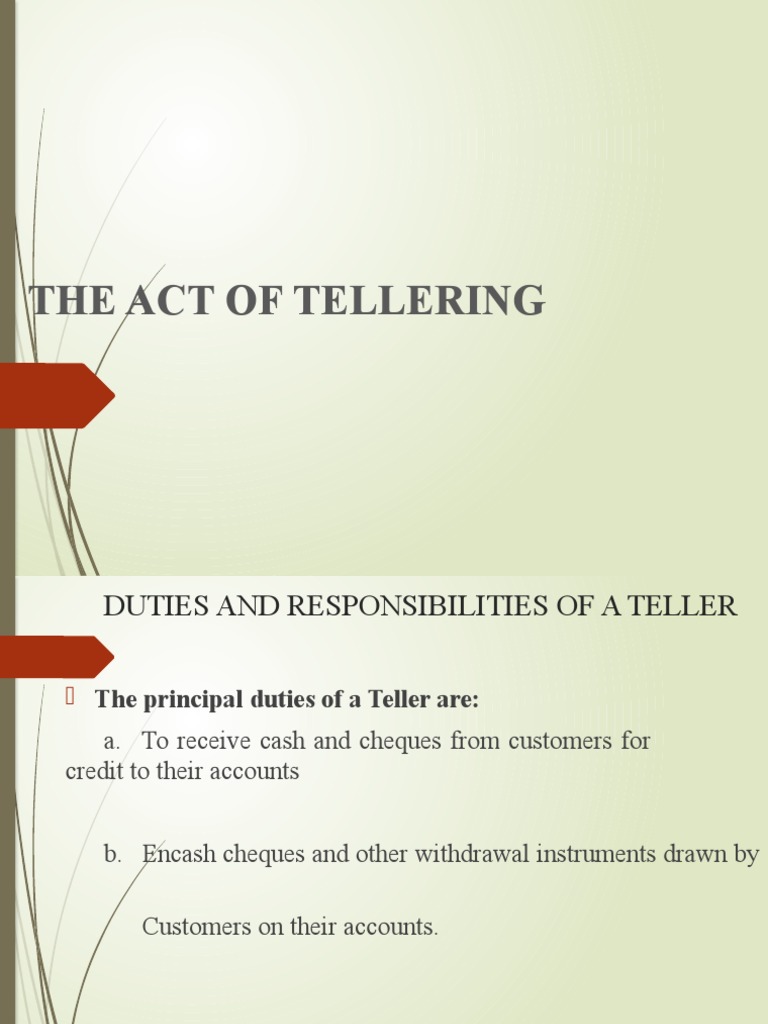 The Act of Tellering (00000002) | PDF | Cheque | Payments