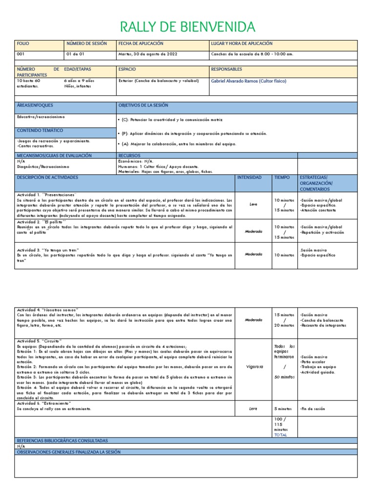 Rally Escolar Recreativo Infantil | PDF | Maestros