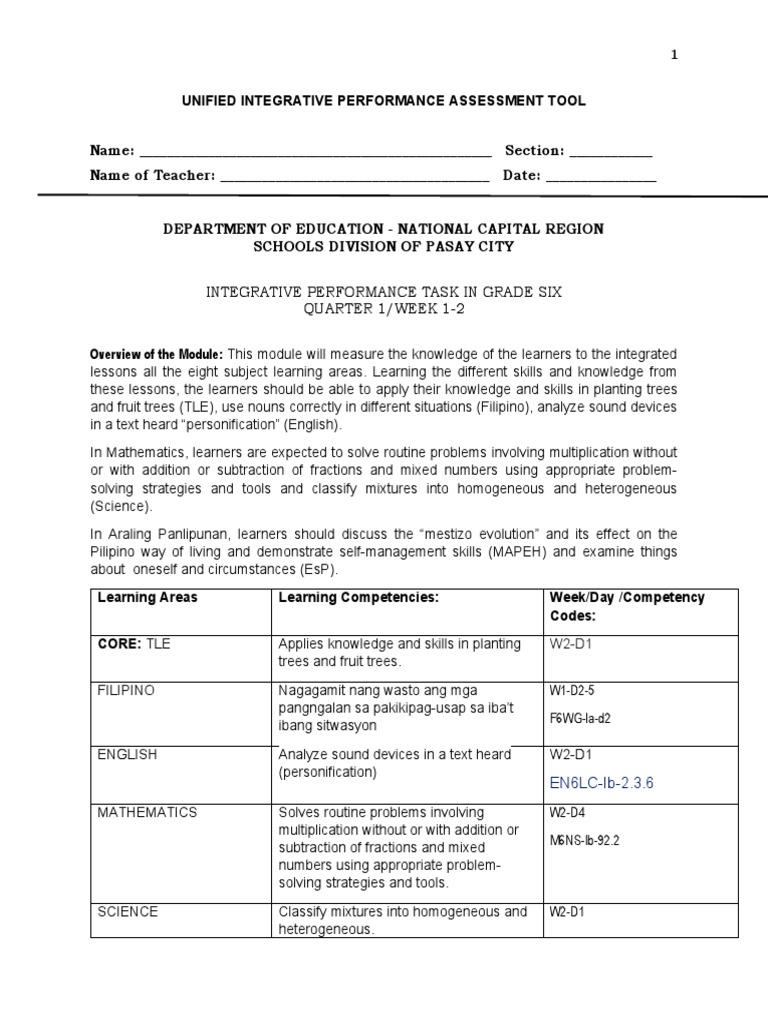 Integrative Assessment for Tree Planting | PDF | Learning | Plants