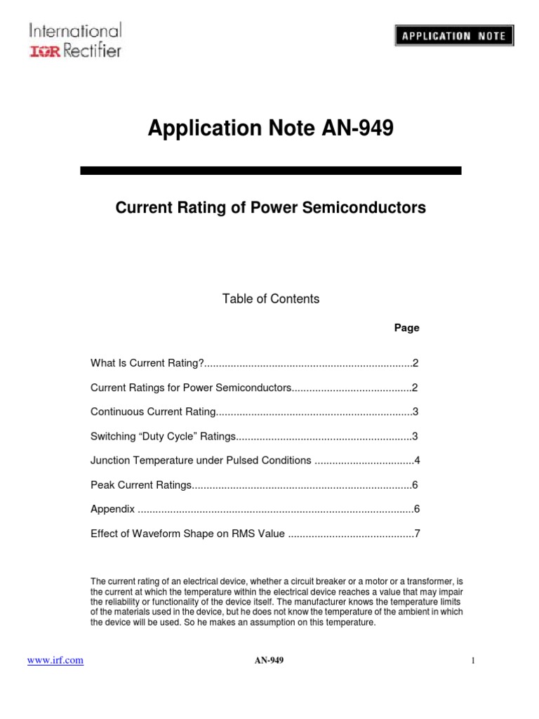 Current Rating For Semiconductors | PDF | Root Mean Square | Field ...
