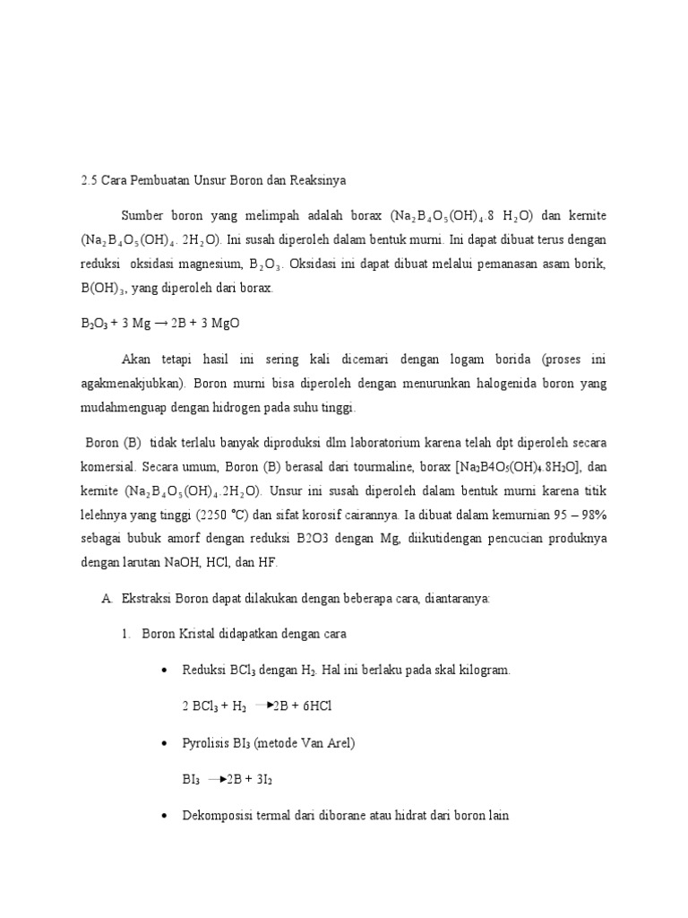 Proses dan Reaksi Boron | PDF | Teknologi & Rekayasa