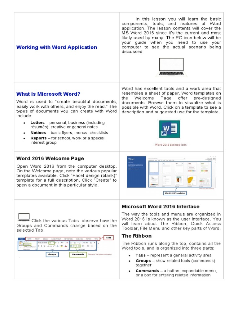 Working With Word Application Pdf Microsoft Word Cursor User Interface 0935