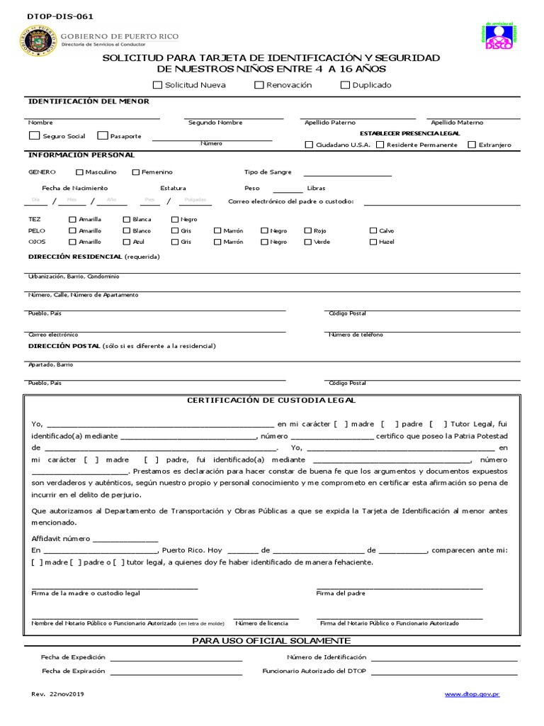 Solicitud de Real ID para Niños en PR | PDF | Certificado de nacimiento