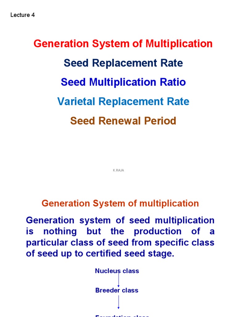 Seed Replacement and Multiplication Rates | PDF | Seed | Legume