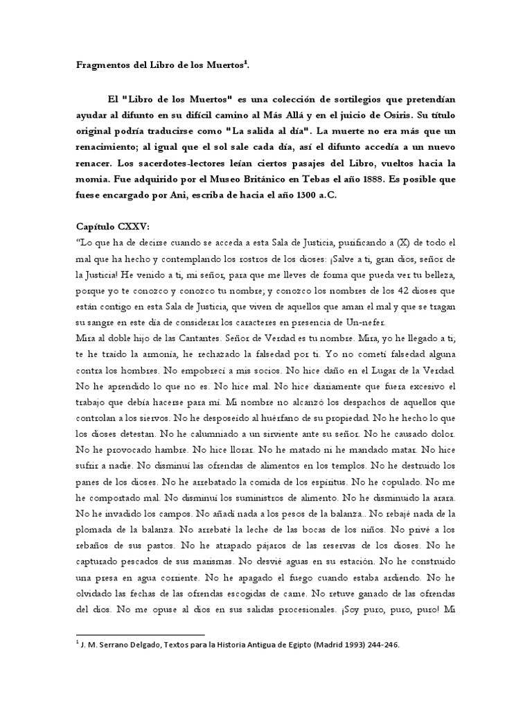 Libro de los Muertos: Sortilegios y fórmulas para el más allá | PDF