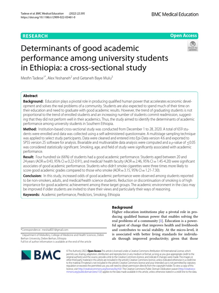 Determinants of Good Academic Performance Among University Students in ...