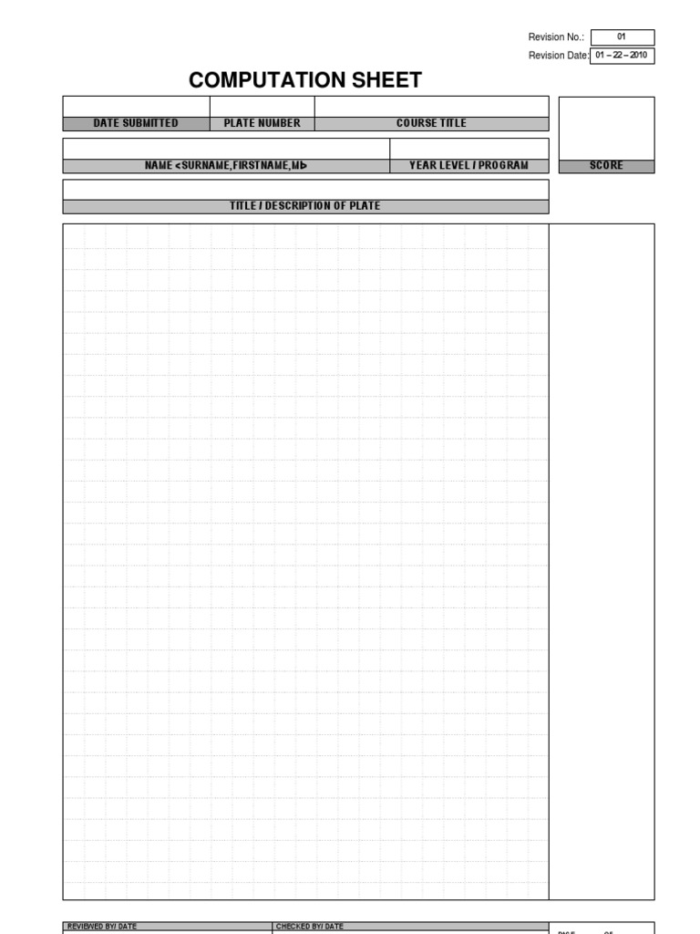 Computation Sheet Template | PDF