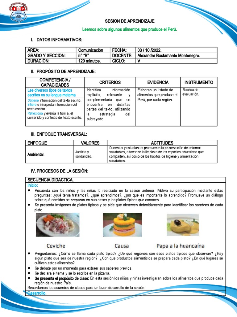 SA. Alimentos Que Produce Perú 03 10 22 | Descargar gratis PDF ...