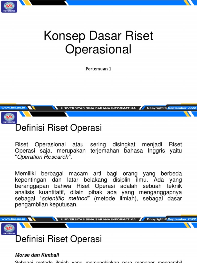 Konsep Dasar Riset Operasional: Pertemuan 1 | PDF