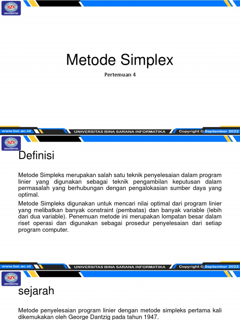 Metode Simplex: Pertemuan 4 | PDF