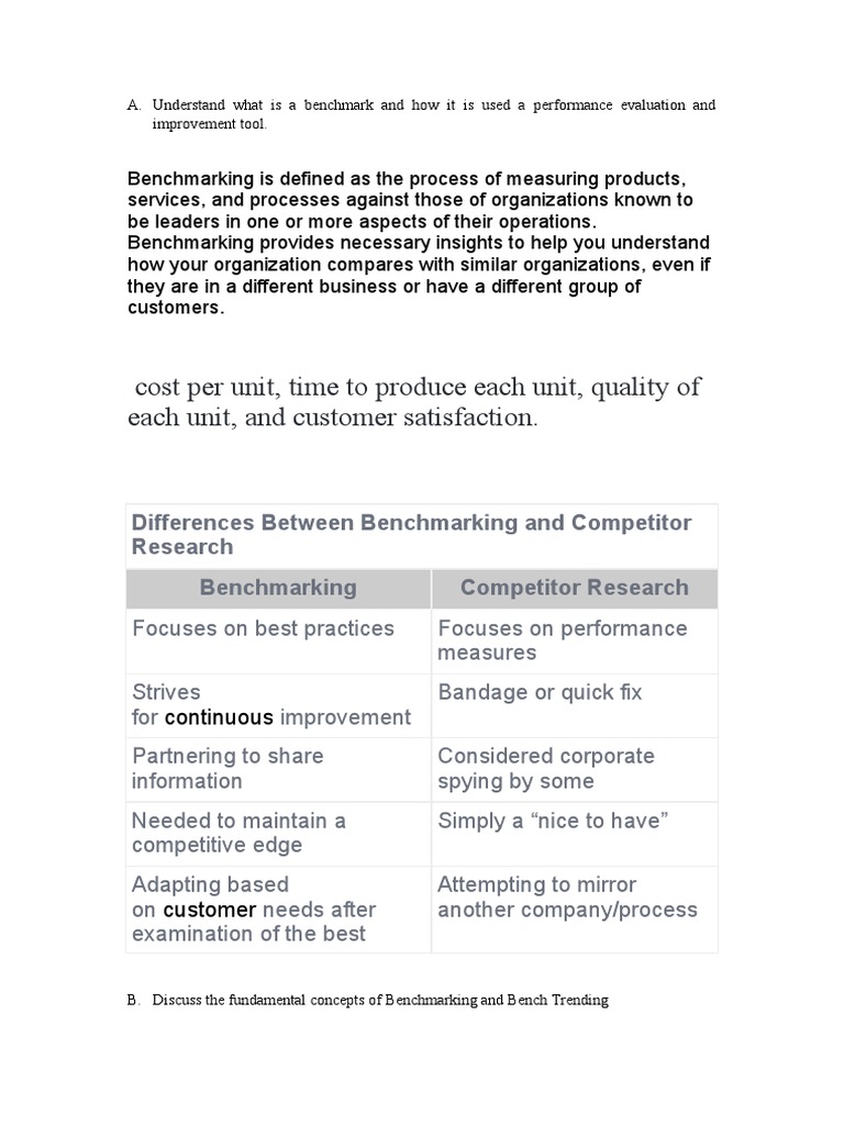 Understand What Is A Benchmark and How It Is Used | PDF | Benchmarking ...