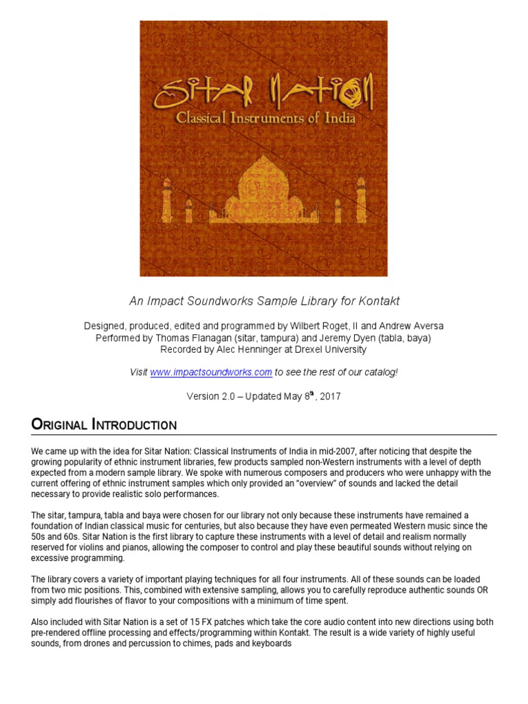 Sitar Nation V2 Manual | PDF | String Instruments | License