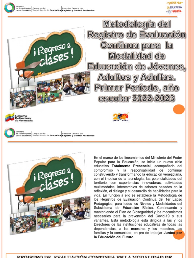 Modalidad de Jovenes y Adultos. Cronograma Primer Momento Pedagogico ...