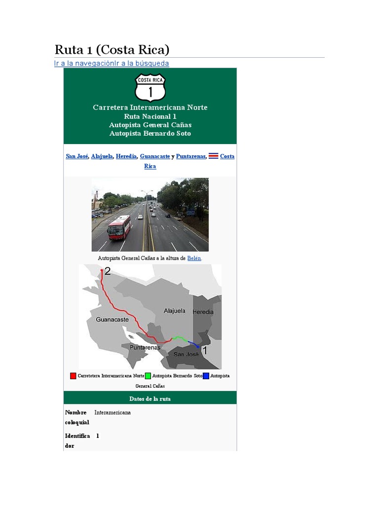 Ruta 1: Carretera Interamericana Costa Rica | PDF | Transporte