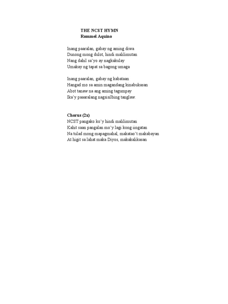 The NCST Hymn Lyrics | PDF
