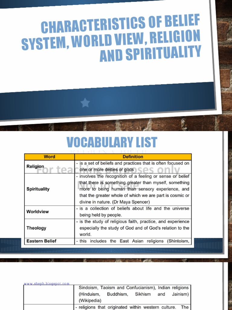 Characteristics of Belief System, World View | PDF