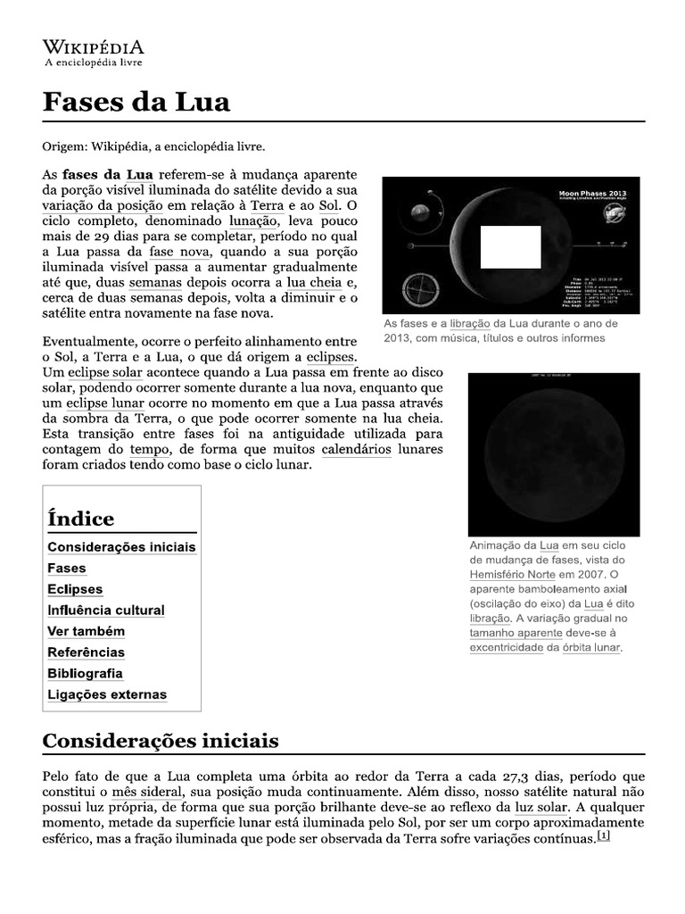 Fases da Lua | PDF